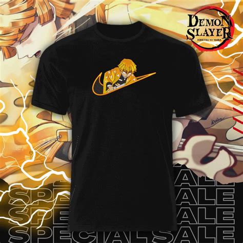 Zenitsu Demon Slayer Swoosh Inspired Premium Embroidered T Shirt Shopee Malaysia