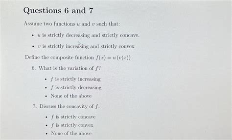 solved questions 6 and 7 assume two functions u and v such