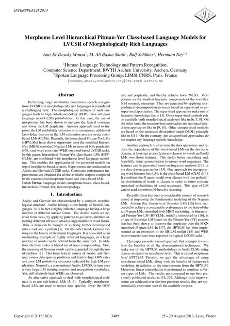 Pdf Morpheme Level Hierarchical Pitman Yor Class Based Language