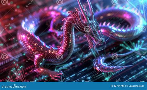 Display A Futuristic Dragon Intertwined With A Rising Graph Exhibiting Display A Futuristic Dragon Intertwined With A Rising Graph Exhibiting