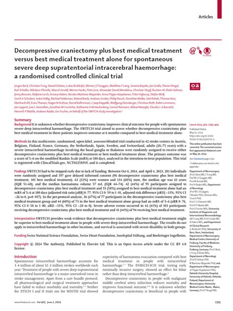 Decompressive Craniectomy Plus Best Medical Treatment Versus Best Medical Treatment Alone For