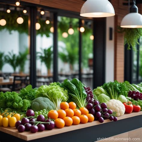 Modern Las Veggies Restaurant Sign With Greenery Stable Diffusion