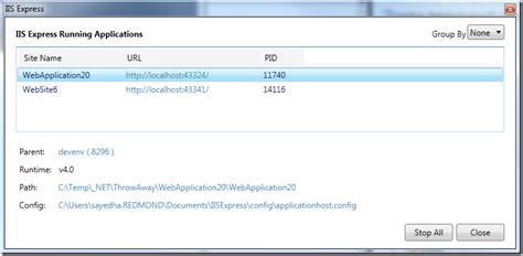 Visual Studio SP Beta IIS Express Integration NET Blog