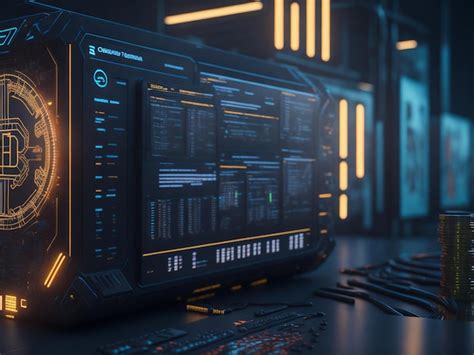 premium ai image 3d rendering of a room with lots of computer