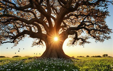 Premium Photo A Tree With The Sun Behind It