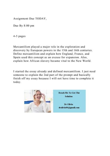 Assignment Due Today Due By 800 Pm4 5 Pagesmercant Docx