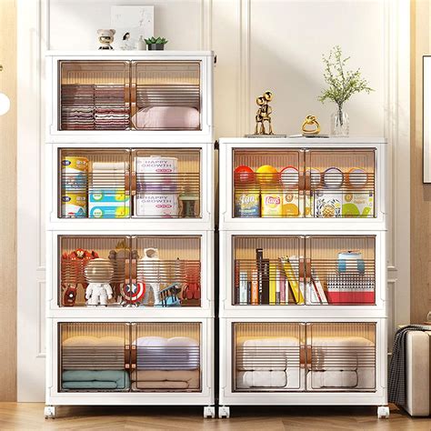 Mrbox 48面寬磁吸雙開式皮革把手折疊四層收納櫃 Pchome 24h購物