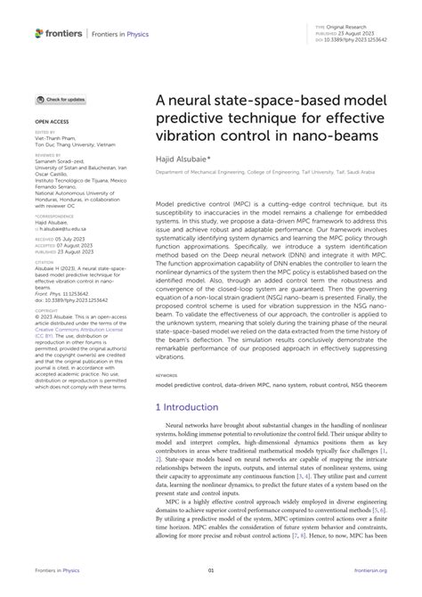 pdf a neural state space based model predictive technique for