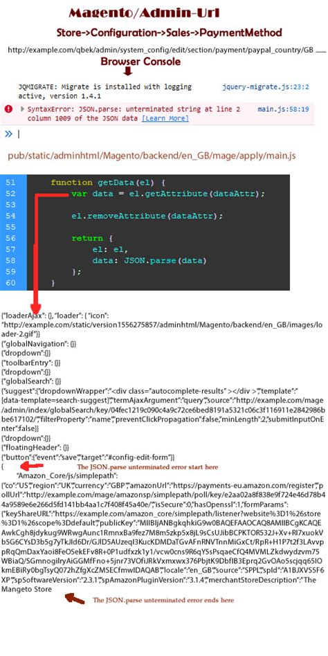 magento2 magento 2 3 1 json parse unterminated string at line 2