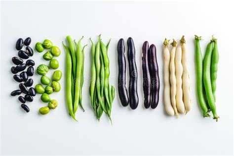 Different Types Of Fresh Beans On A White Background Stock Illustration