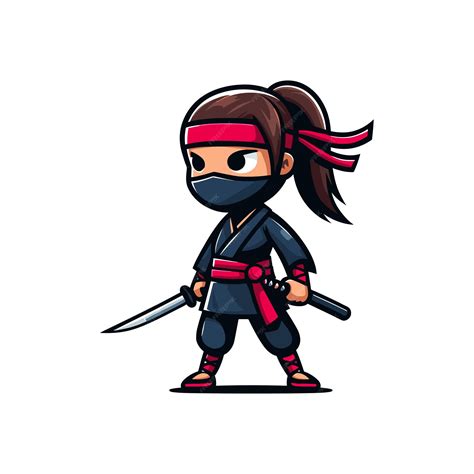 Premium Vector A Ninja Girl Vector Illustration A Cartoon Drawing Of