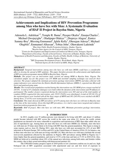 Pdf Achievements And Implications Of Hiv Prevention Programme Among Men Who Have Sex With Men