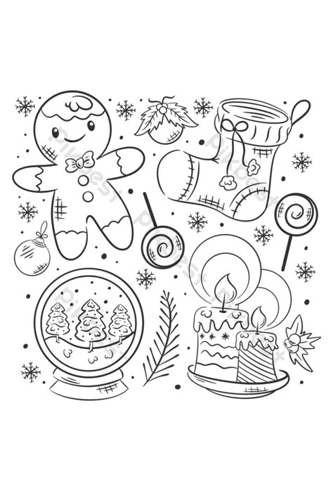 ภาพการวาดภาพระบายสีคอลเลกชันองค์ประกอบคริสต์มาส เทมเพลต แบบ Ai ดาวน์โหลดฟรี Pikbest