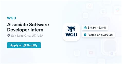 Associate Software Developer Intern Wgu Simplify Jobs