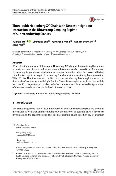 Three Qubit Heisenberg Xy Chain With Nearest Neighbour Interaction In The Ultrastrong Coupling