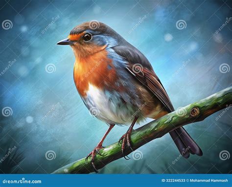 Cute Robin Bird On A Branch Stock Vector Illustration Of Cute Branch