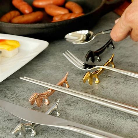 닥스훈트 강아지 스텐 수저 받침대 세트 4color [숟가락 젓가락 포크 받침 귀여운 데코 주방용품]