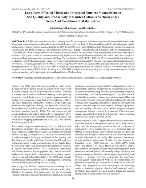 (PDF) Long Term Effect of Tillage and Integrated Nutrient Management on Soil Quality and ...