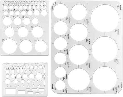 3 Pcs Circle Template Round Stencil For Drafting Office