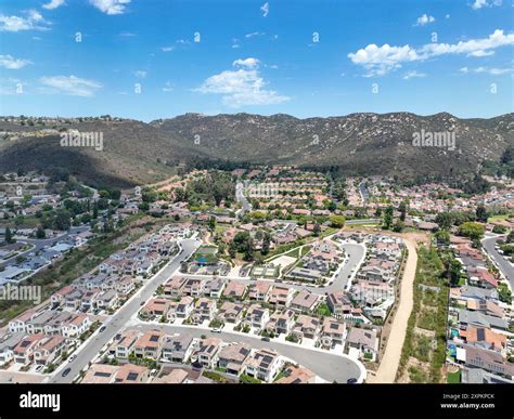 Aerial View Of Middle Class Community Big Houses Escondido South