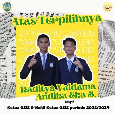 Selamat Atas Terpilihnya Ketua Dan Wakil Ketua Osis Periode 2023 2024 Selamat Datang Di Smadata