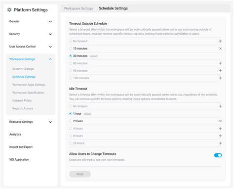 Workspace Settings Citrix Secure Developer Spaces™
