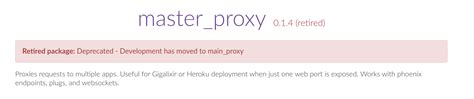 Mark Masterproxy As Deprecated On Hex · Issue 25 · Main Proxymain