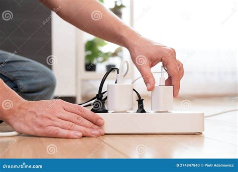 Multiple Socket With Plugs Energy Efficiency Stock Photo Image Of Plug Holding