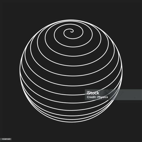 나선형 원형 회전 선 와이어프레임 구 오브젝트입니다 네트워크 라인 Hud 설계 구체 0명에 대한 스톡 벡터 아트 및 기타 이미지