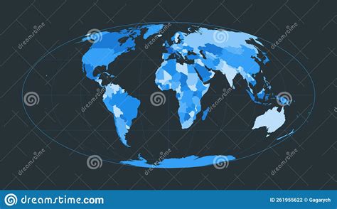 World Map Equal Area Pseudocylindrical Stock Vector Illustration