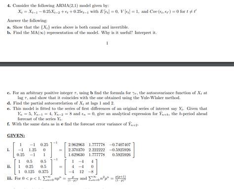 Solved Consider the following ARMA(2,1) model given by: | Chegg.com