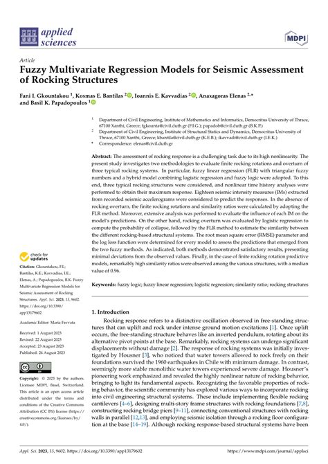 Pdf Fuzzy Multivariate Regression Models For Seismic Assessment Of Rocking Structures