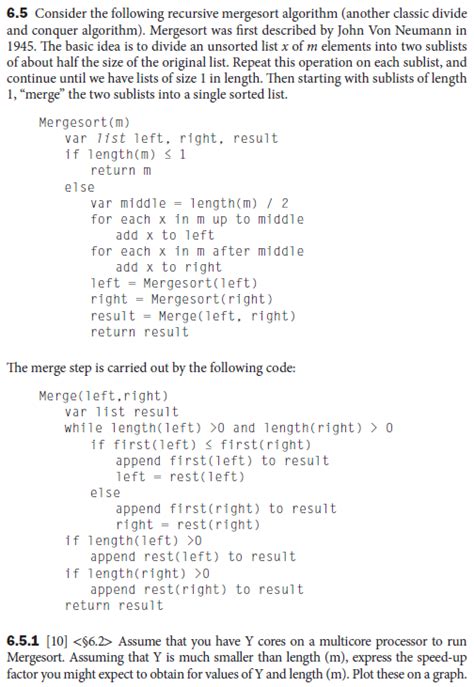 6 5 consider the following recursive mergesort