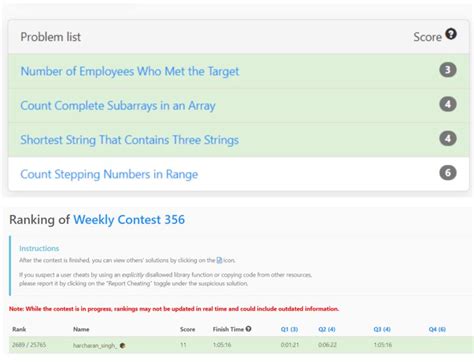 harcharanpreet singh on linkedin leetcodeweeklycontest codingjourney