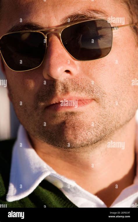 Middle Aged Adult Caucasian Man Wearing Glasses Sunglasses Hi Res Stock