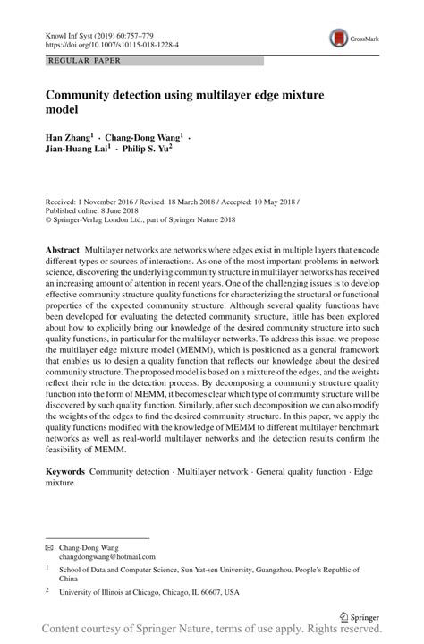 community detection using multilayer edge mixture model request pdf