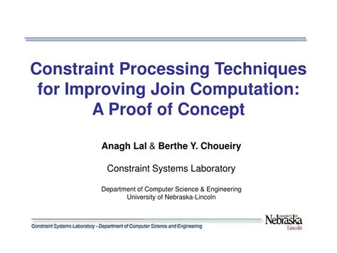 Ppt Constraint Processing Techniques For Improving Join Computation A Proof Of Concept