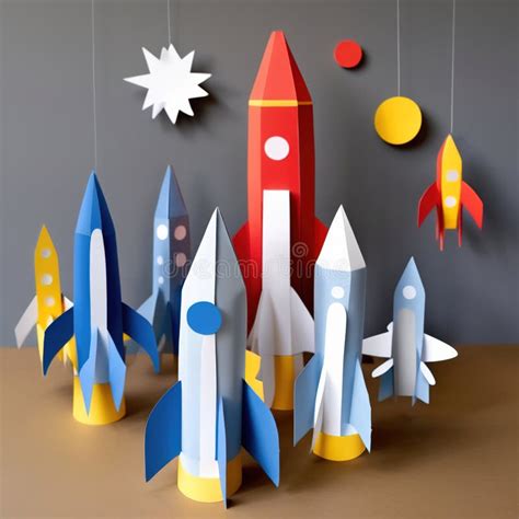 Rockets In Space Made Of Paper Traditional Papercut Paper Crafted