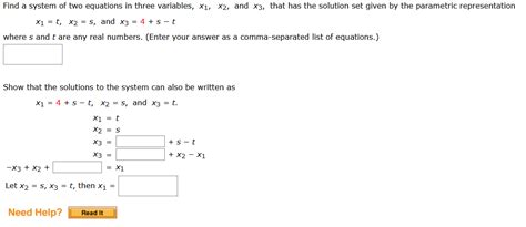 Solved Find A System Of Two Equations In Three Variables Chegg