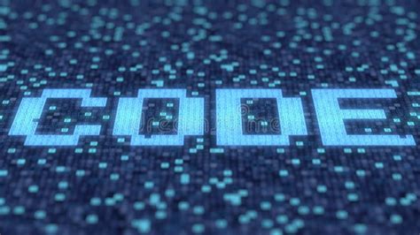 flashing blue hexadecimal symbols on the computer screen 3d rendering