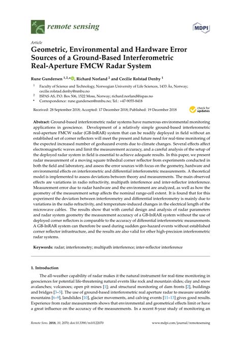 pdf remote sensing geometric environmental and hardware error