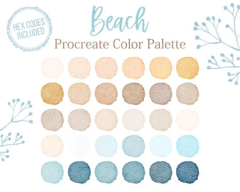 Beach Color Palette Sandy Style Colors Procreate Beige Hex Etsy