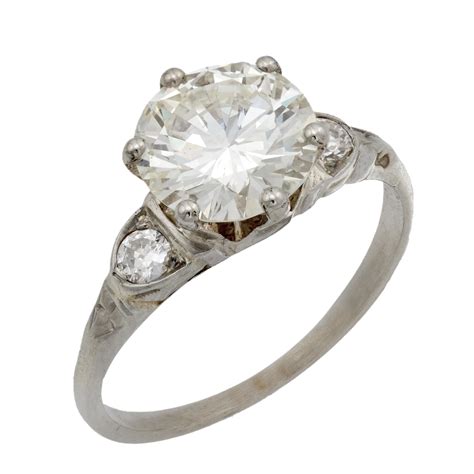 Mid Century Gia 204 Carat Diamond 14k White Gold Engagement Ring