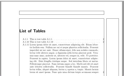 List Of Tables Horizontal Space Too Small TeX LaTeX Stack Exchange