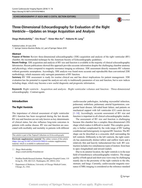 Three Dimensional Echocardiography For Evaluation Of The Right Ventricle—updates On Image
