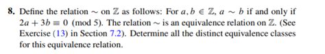 solved 8 define the relation~on z as follows for a b e z