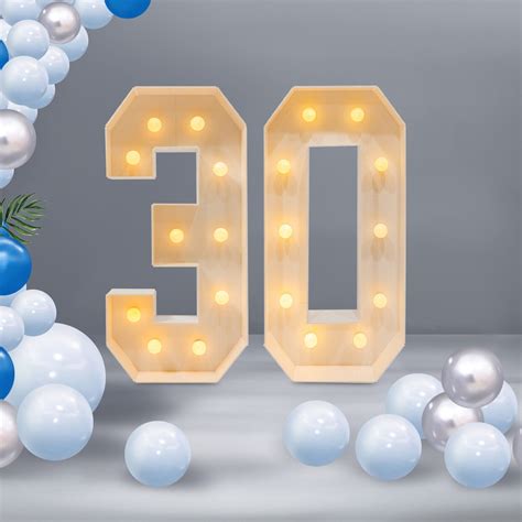 30th Birthday Decorations 3ft Marquee Light Up Numbers 30 Birthday