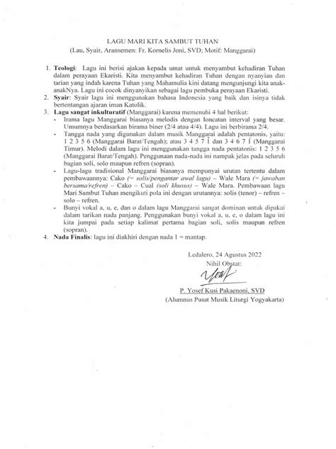 Nihil Opstat Lagu Mari Kita Sambut Tuhan Pdf