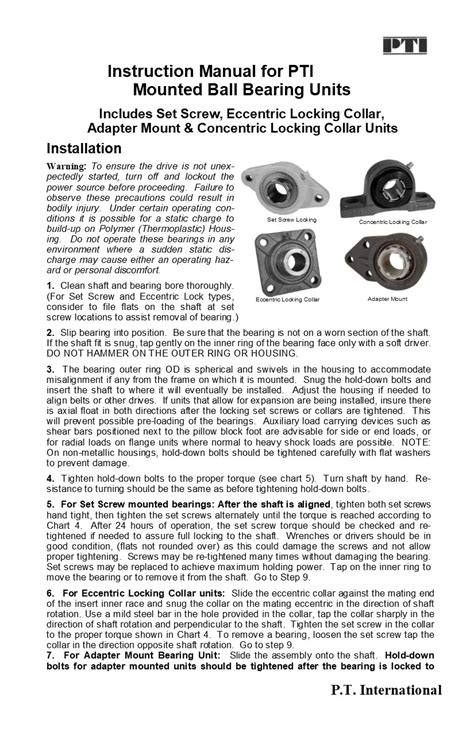 Instruction Manuals P T International
