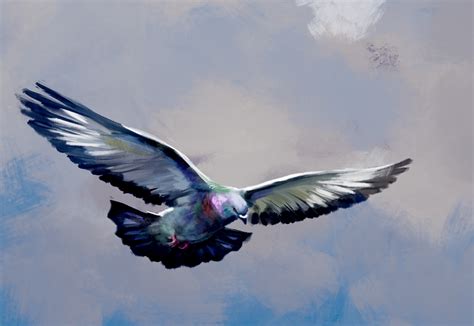 Pigeon Flying Painting East Urban Home Flying Pigeon Wrapped Canvas